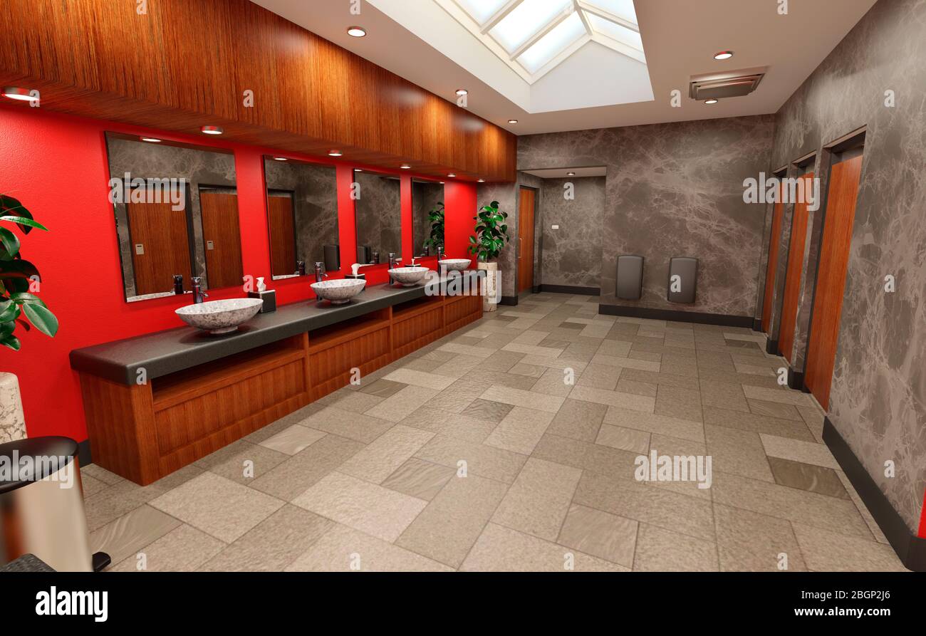 3D rendering of a restroom interior inside Stock Photo - Alamy