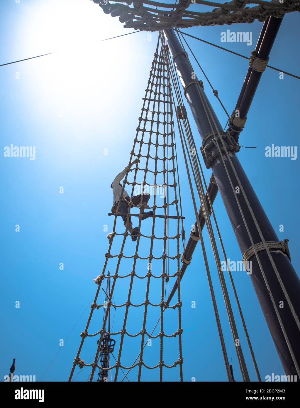 pirate ship and not real men in the rope Stock Photo - Alamy