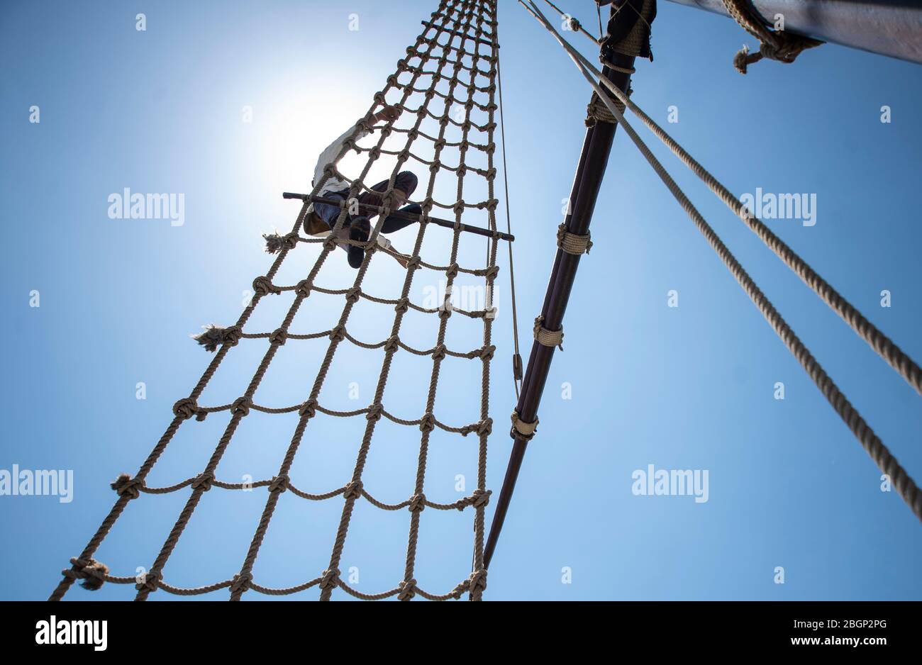 pirate ship and not real men in the rope Stock Photo - Alamy