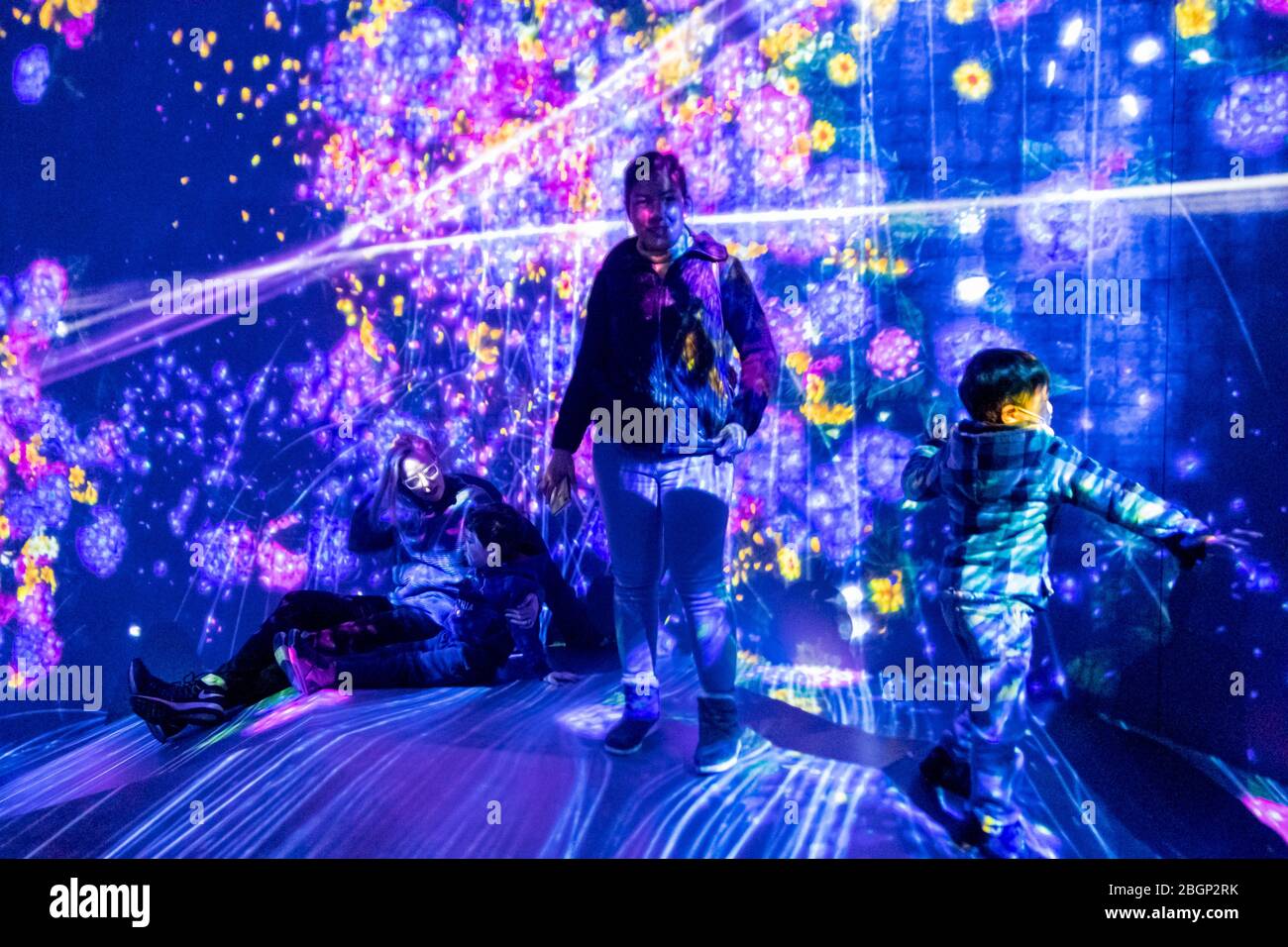 Interactive light effect as the waterfall and river at teamLab ...