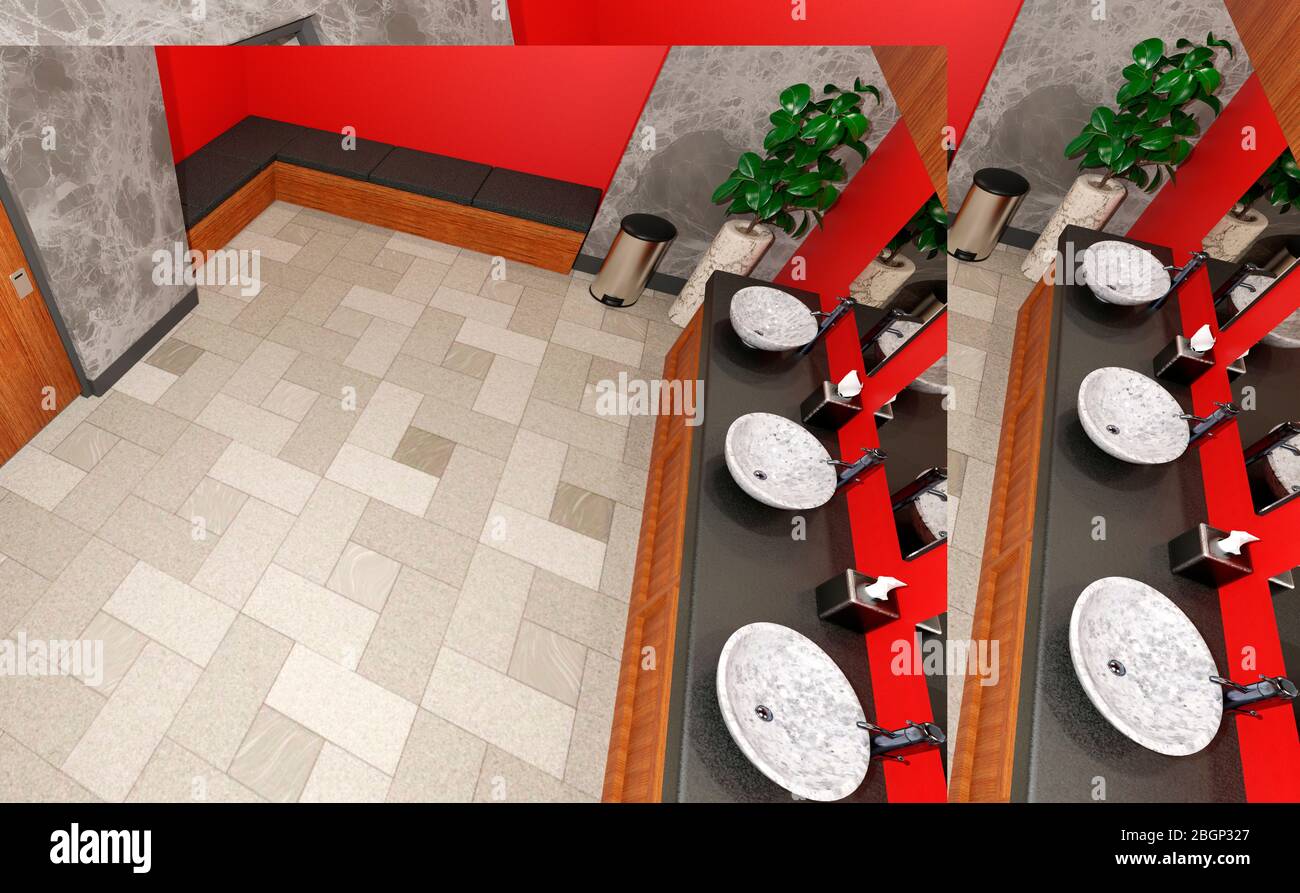 3D rendering of a restroom interior inside Stock Photo - Alamy