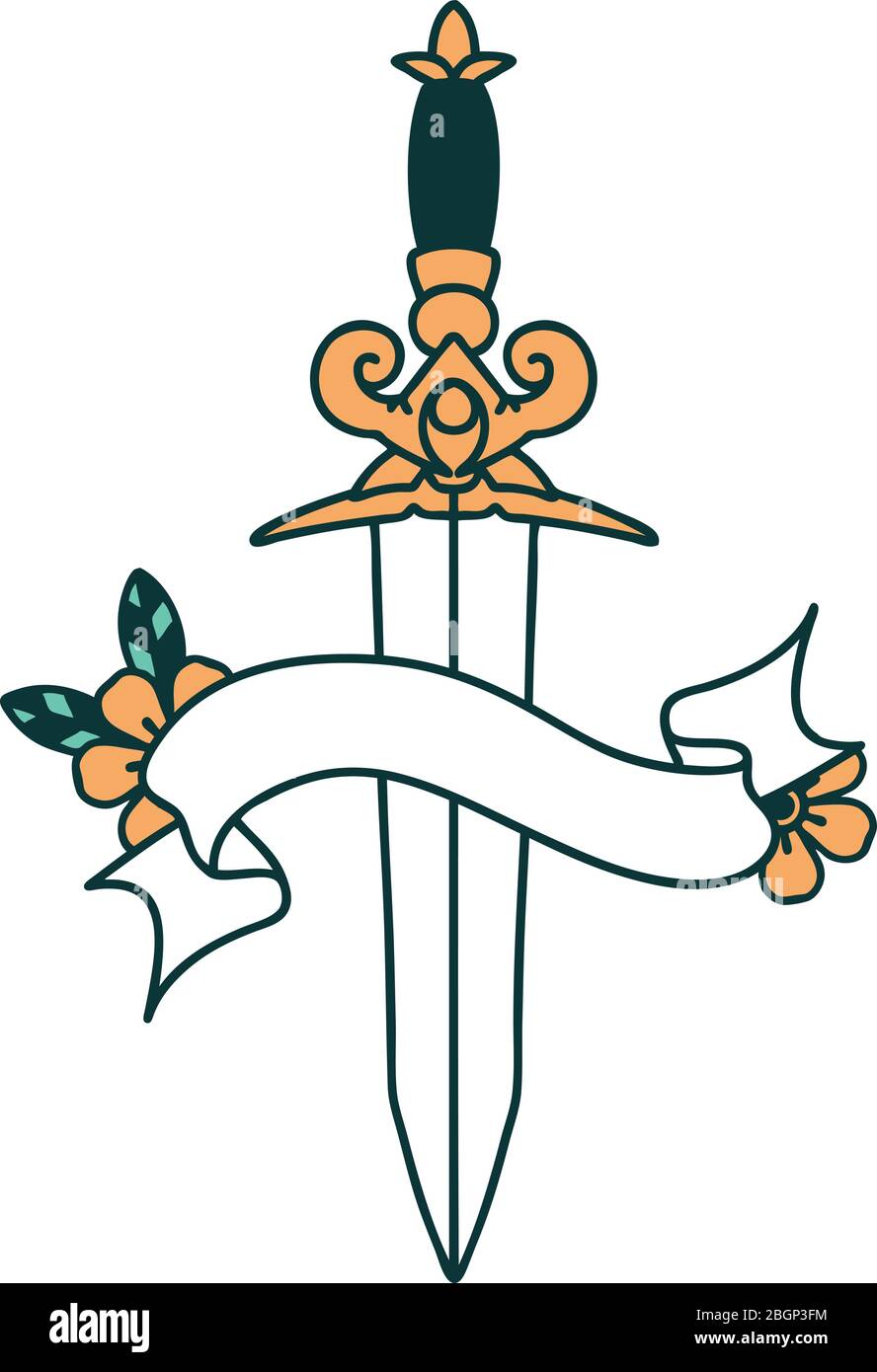 traditional tattoo with banner of a dagger Stock Vector Image & Art - Alamy