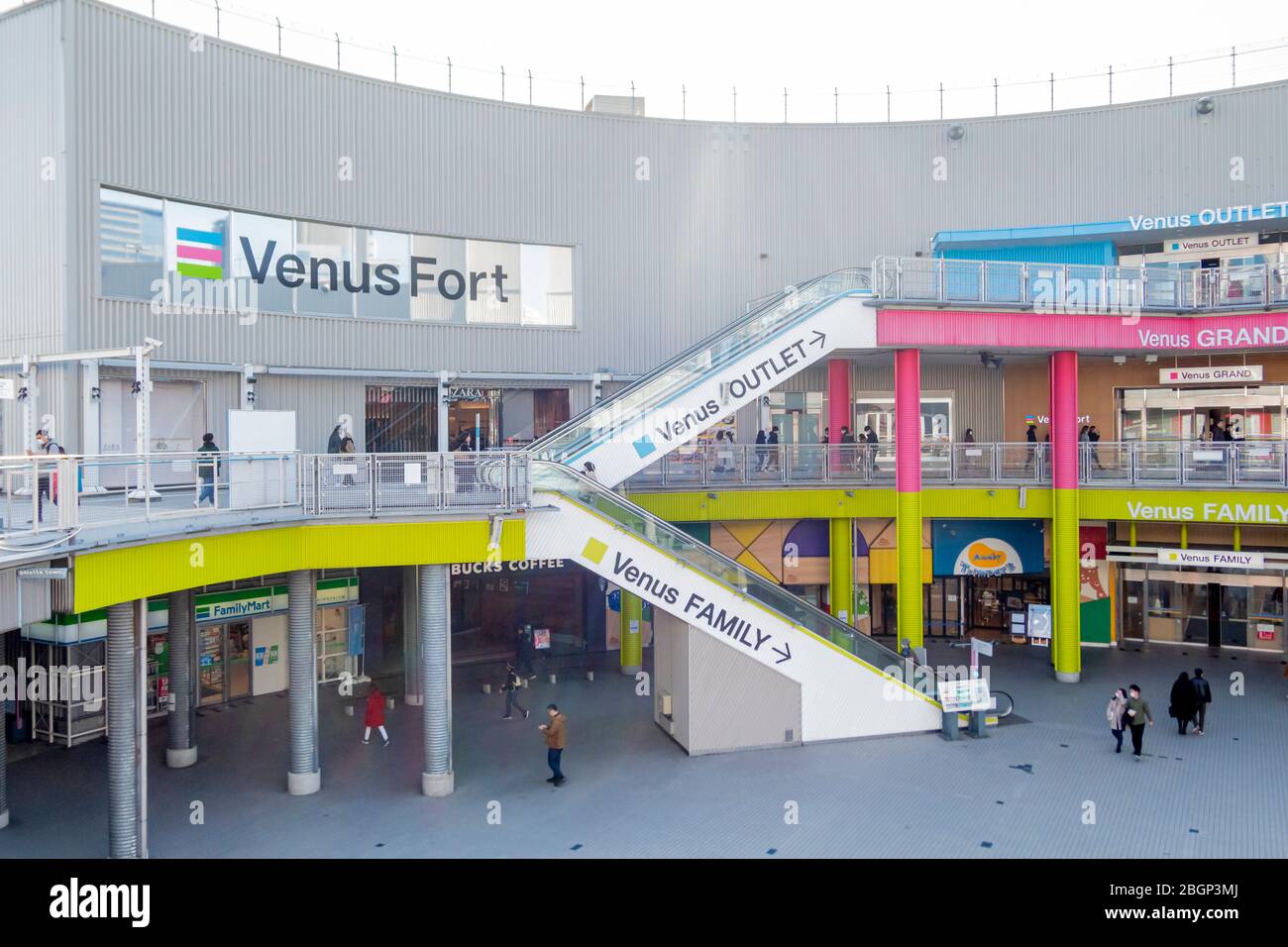 Venus fort building and its escalator ai odaiba city Tokyo, Japan ...