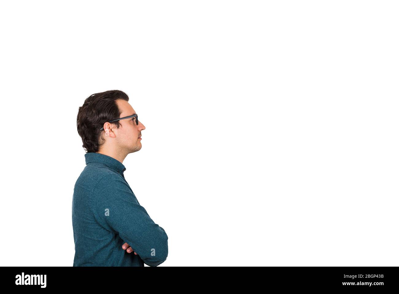 Person profile serious arms crossed Cut Out Stock Images & Pictures - Alamy