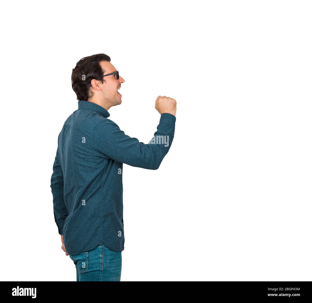 Side profile young man screaming hi-res stock photography and images ...