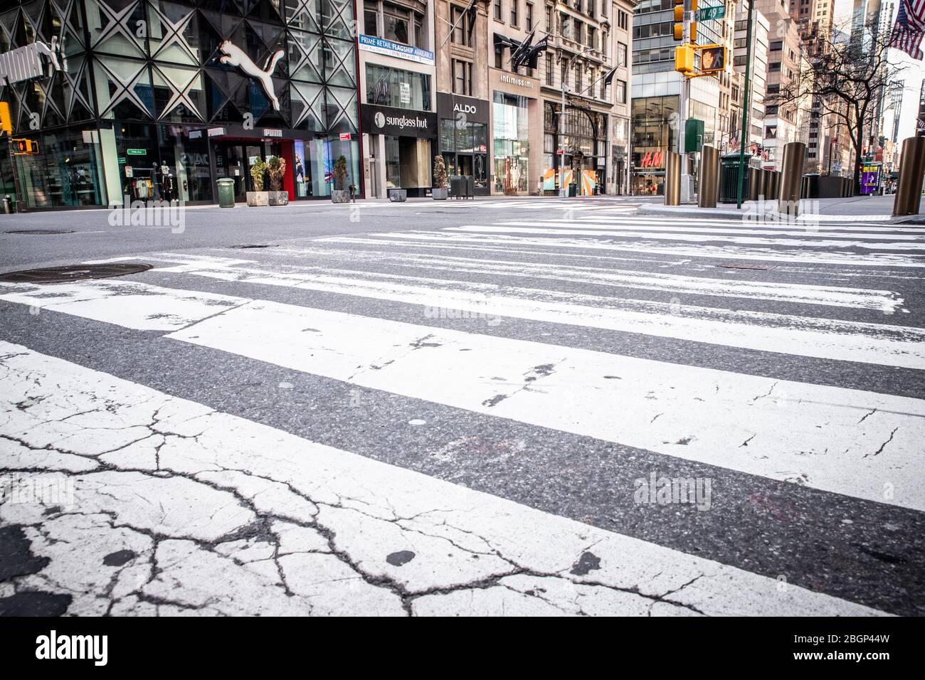 NEW YORK CITY, USA - APRIL 18, 2020: Empty streets in midtown Manhattan ...