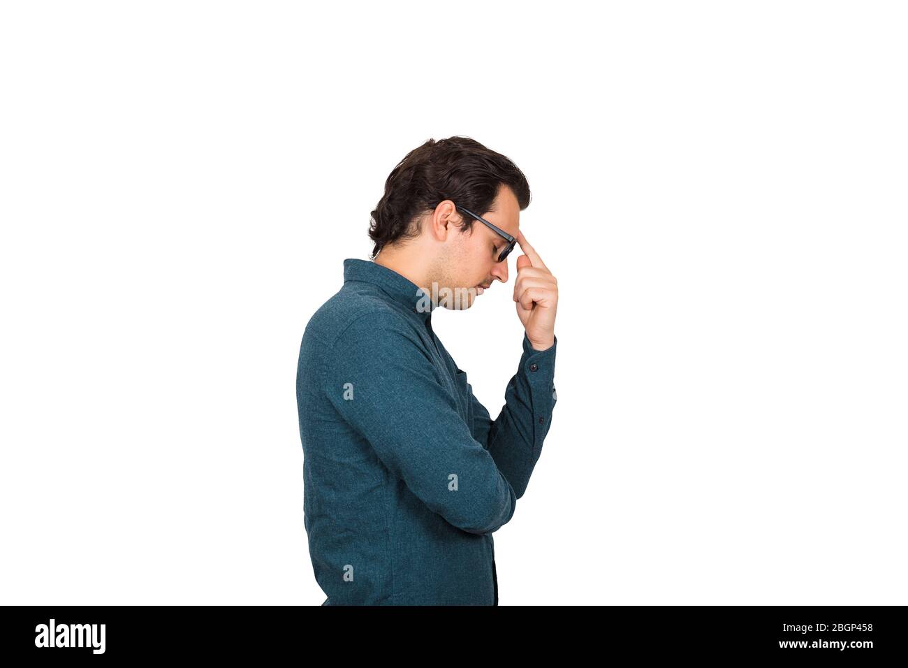 Finger at forehead hi-res stock photography and images - Alamy