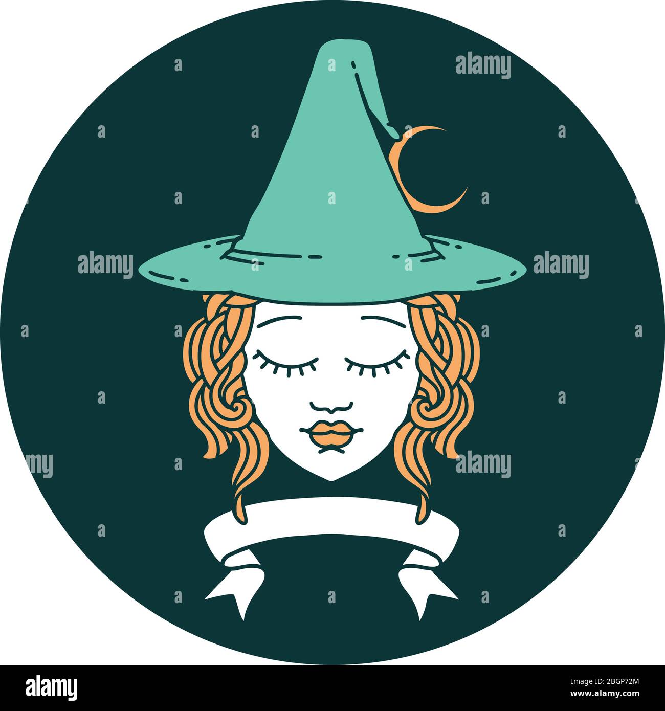icon of human witch character with banner Stock Vector Image & Art - Alamy