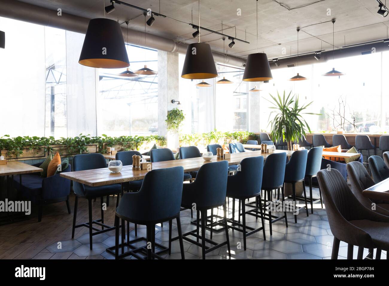 Cafe interior with soft places for rest without people Stock Photo - Alamy