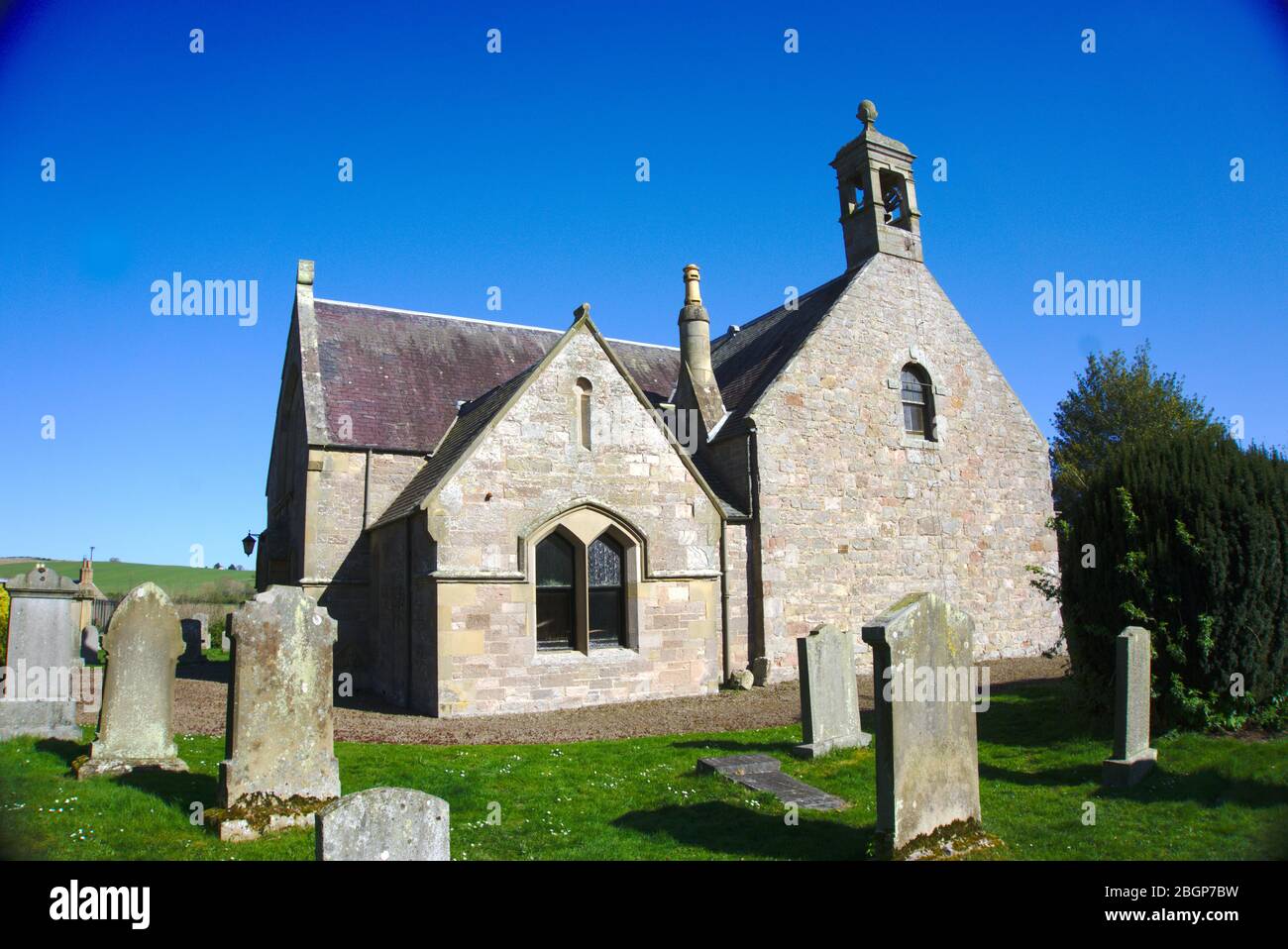 18th century parish church and surrounding graveyard in Roxburgh ...