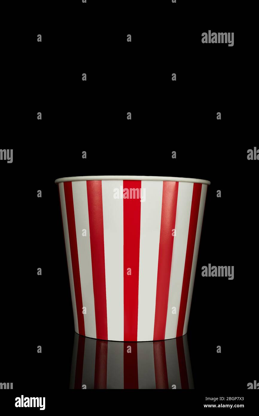empty classic red and white paper striped bucket for popcorn isolated ...