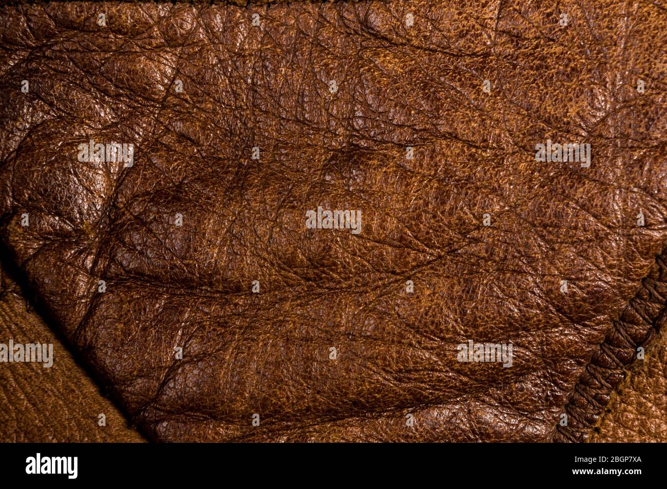 Old vintage genuine soft brown leather texture background, top layer ...
