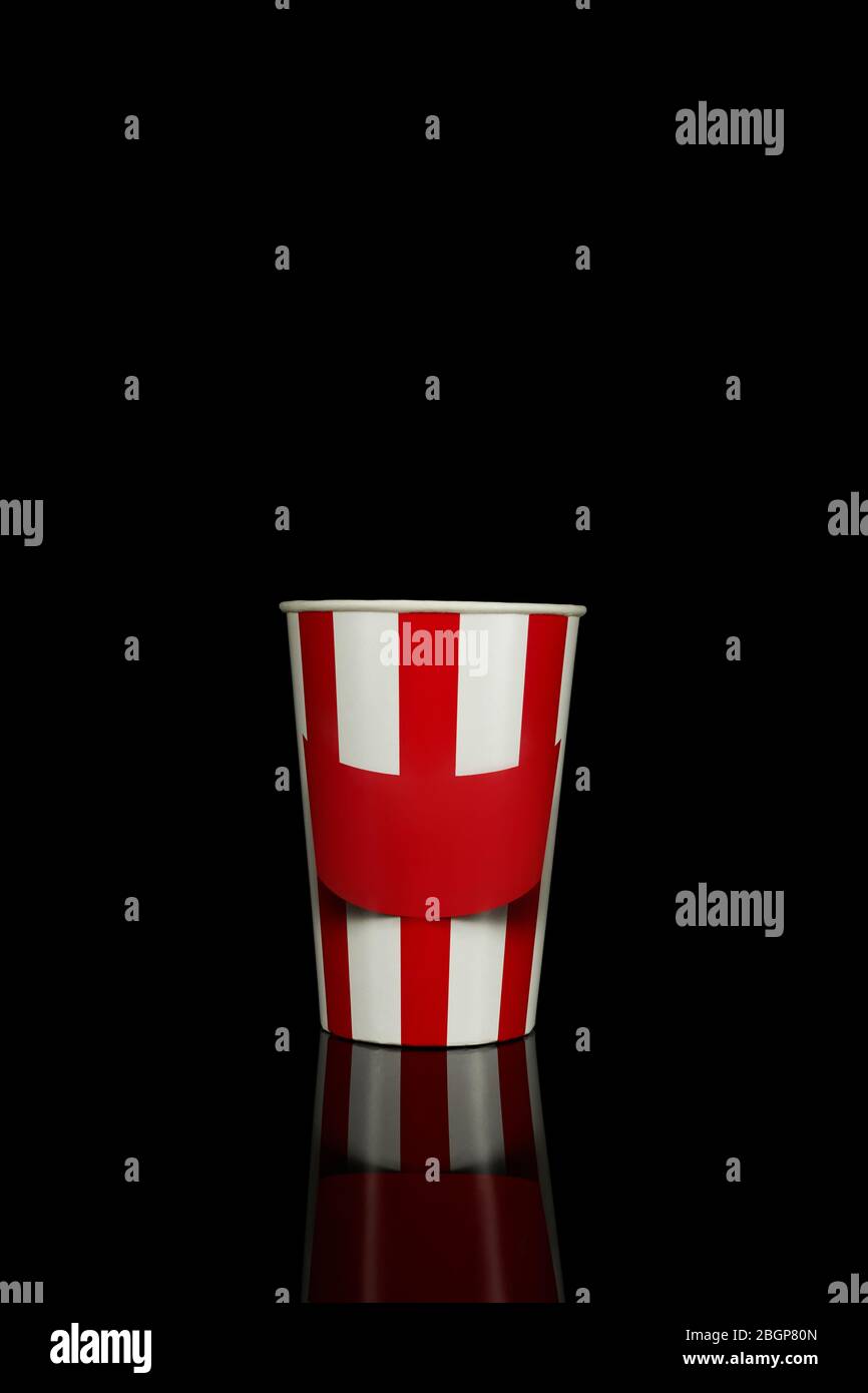 empty classic red and white paper striped bucket for popcorn isolated ...