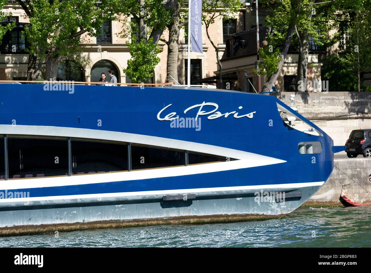"Le Paris" blue boat on the river Seine at the Canal St-Martin in Paris ...