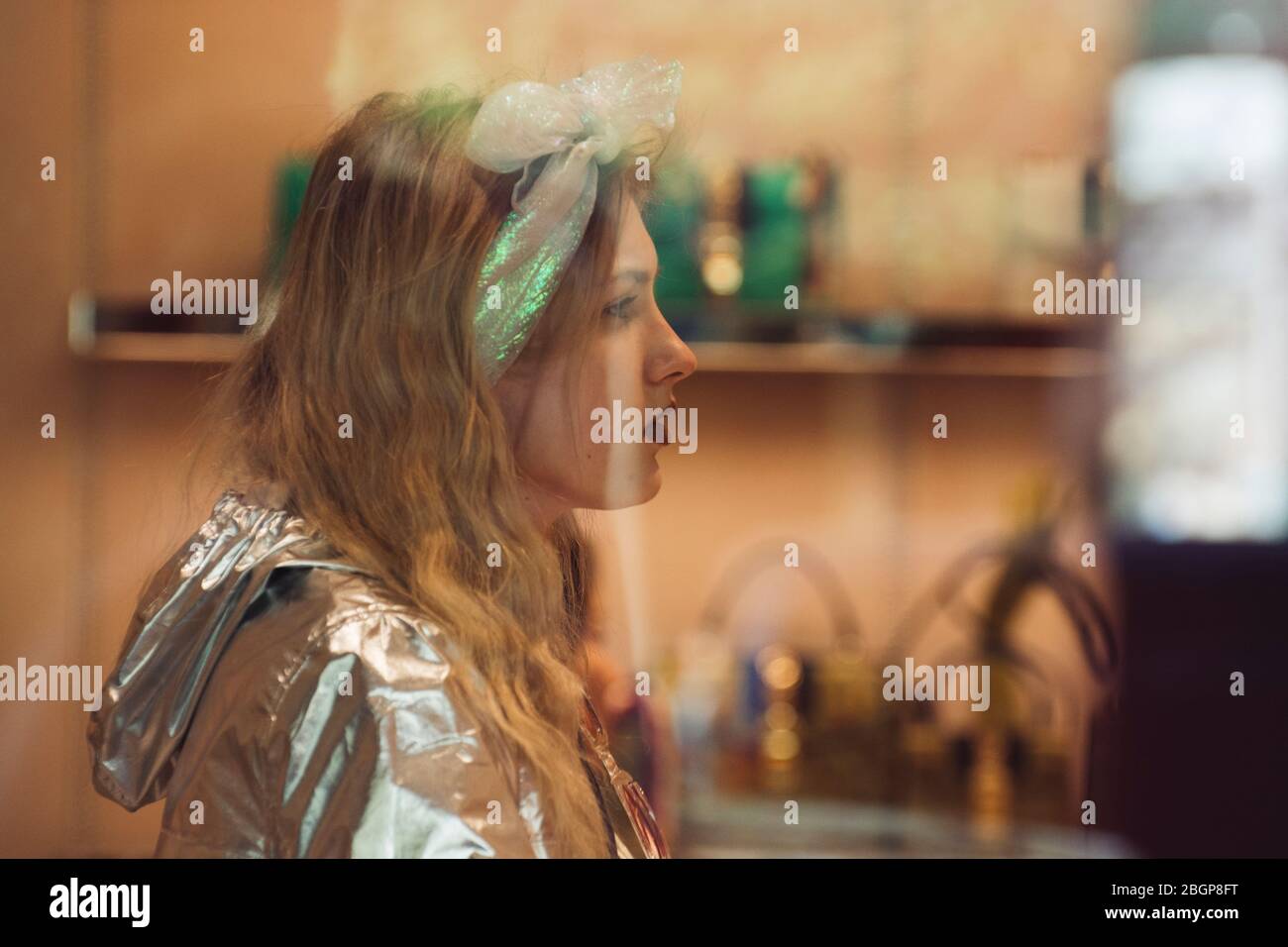 A girl behind the store window in Paris, France Stock Photo - Alamy