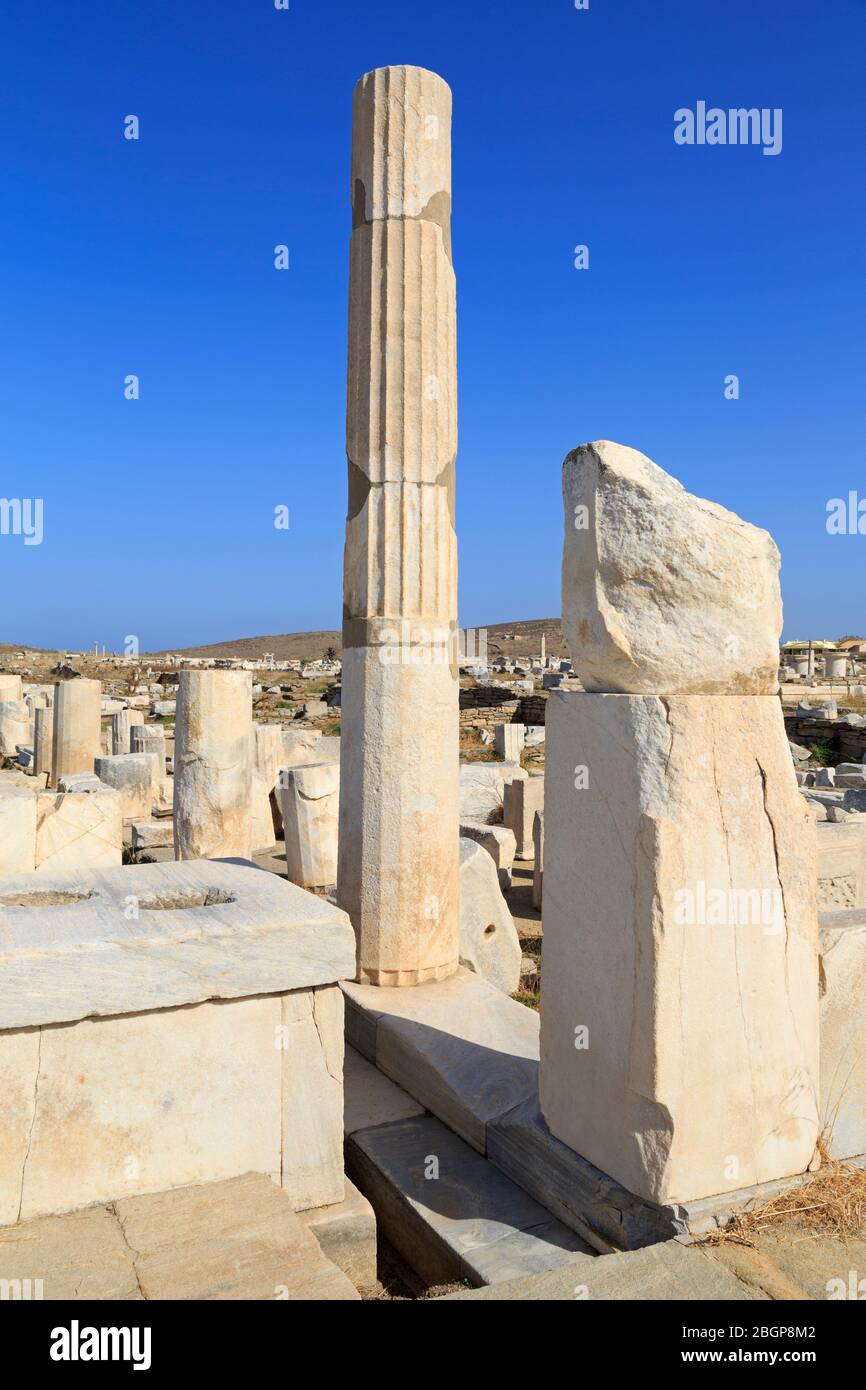 Delos archaeological ruins,Mykonos,Greece,Europe Stock Photo - Alamy