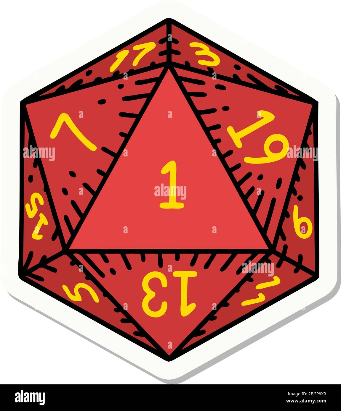 sticker of a natural 1 D20 dice roll Stock Vector Image & Art - Alamy
