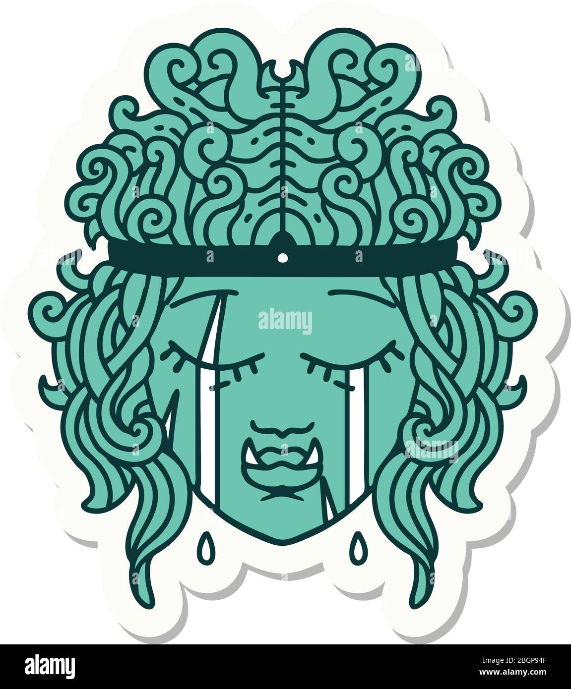 sticker of a sad orc barbarian character face Stock Vector Image & Art ...