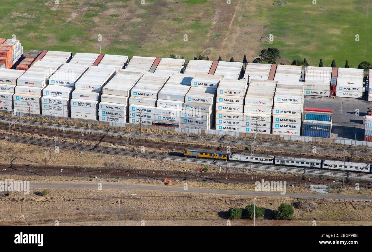 Aerial photo of containers stacked in storage Stock Photo - Alamy