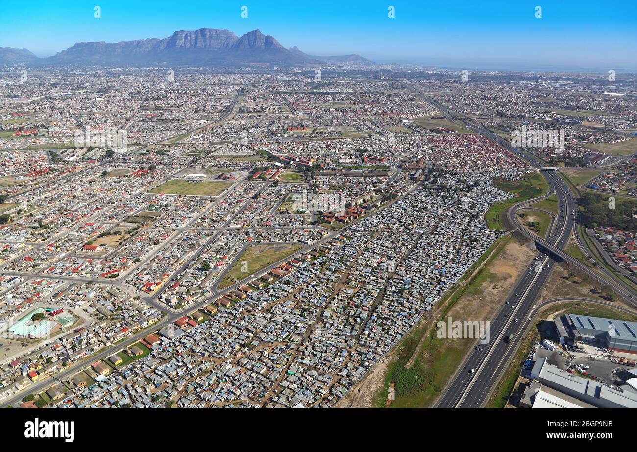 Aerial photo of informal settlements and low-income housing Stock Photo ...