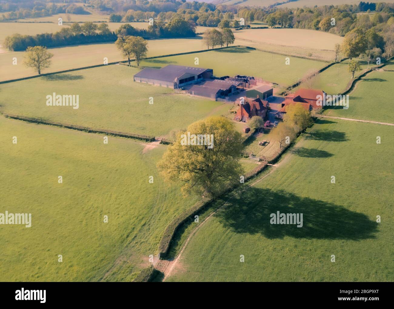 Aerial view of typical English arable farm and farmland Stock Photo - Alamy