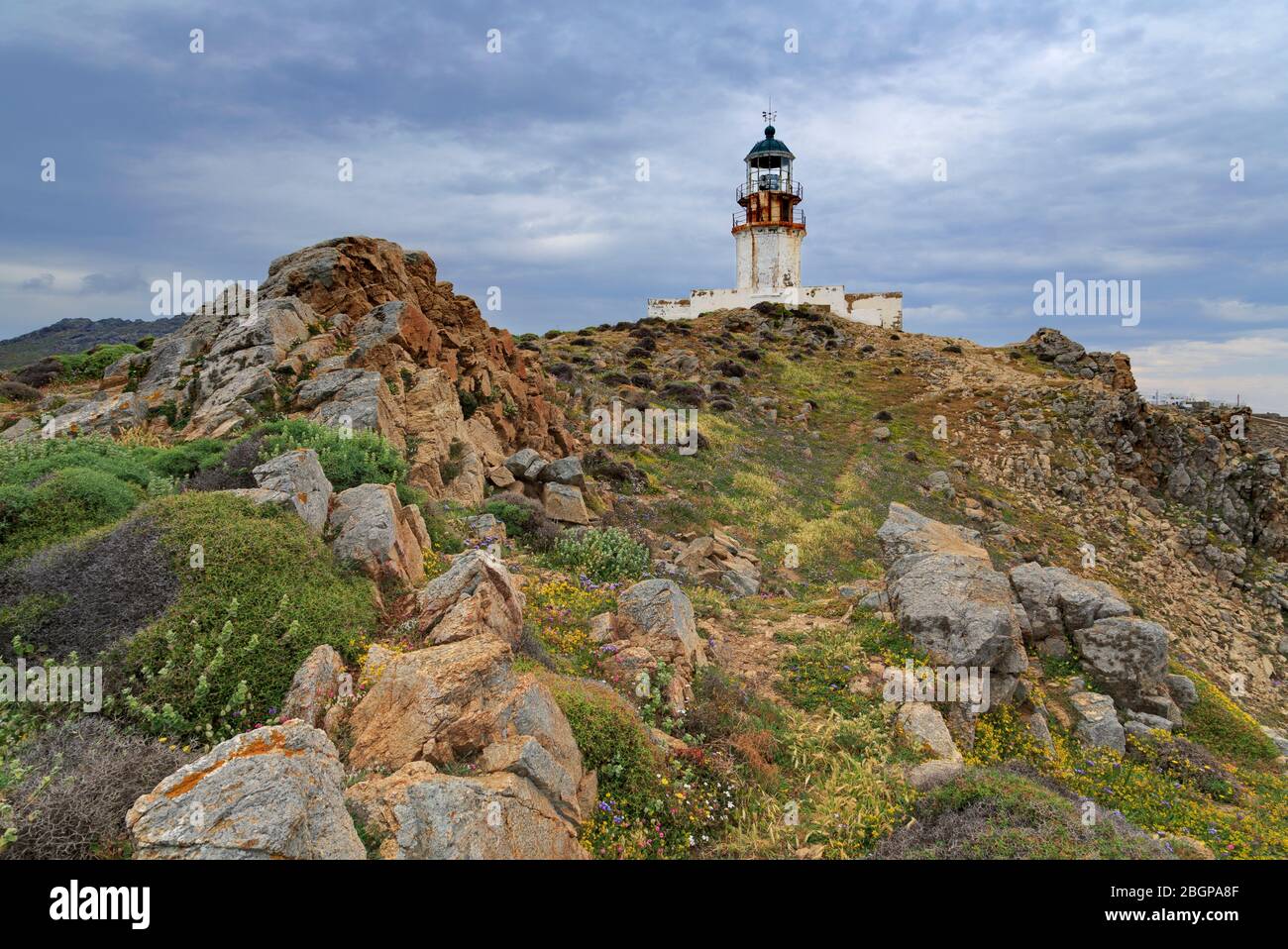 Cape Armenistis Lighthouse, Mykonos Island, Greece, Europe Stock Photo ...