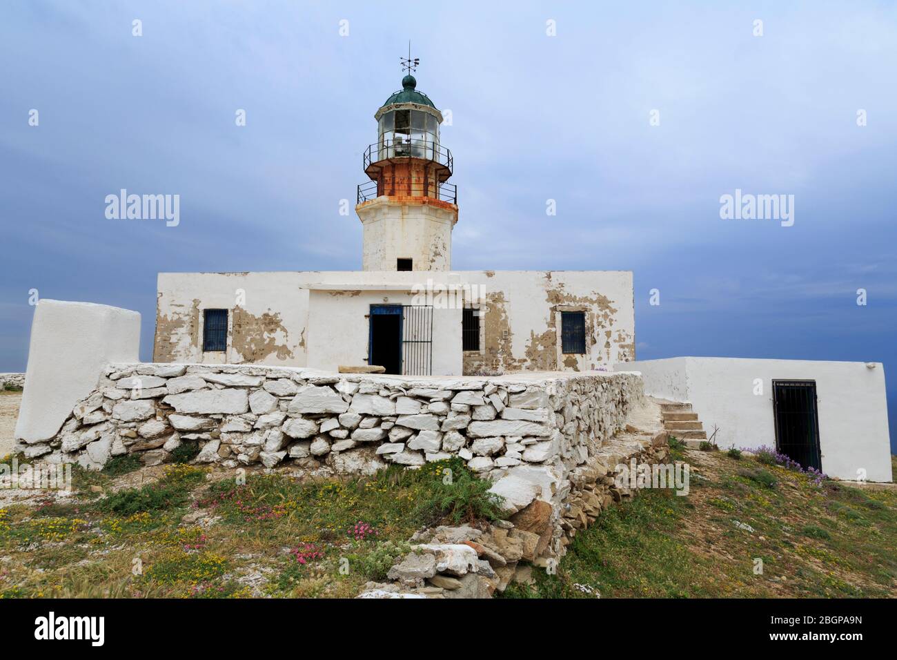 Cape Armenistis Lighthouse, Mykonos Island, Greece, Europe Stock Photo ...