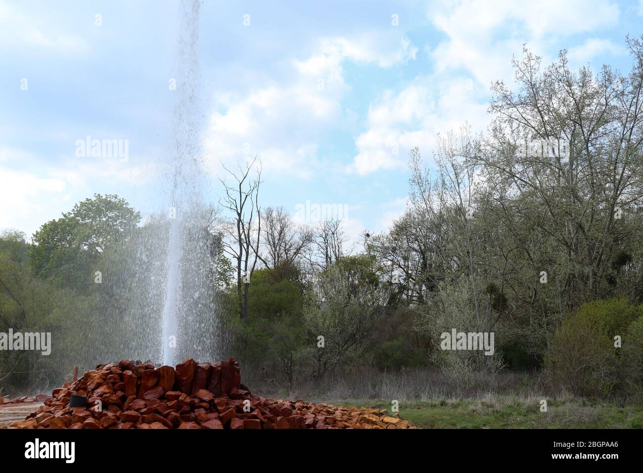 Cold water geyser in Andernach, Germany erupting Stock Photo - Alamy