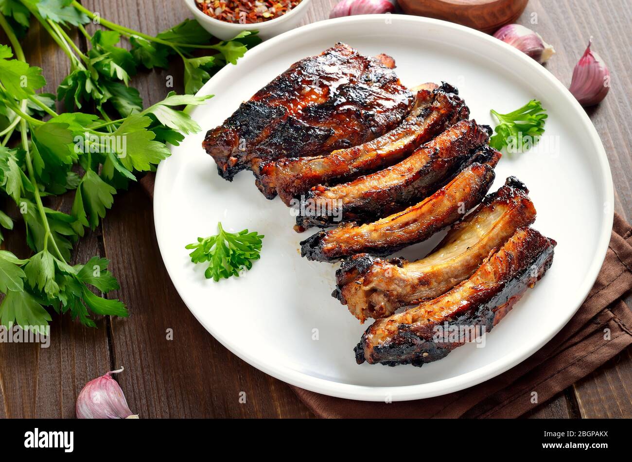 Meat ribs cooked on hi-res stock photography and images - Alamy