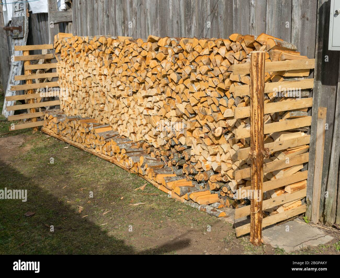 picture with a beautiful stack of firewood, the texture of split ...