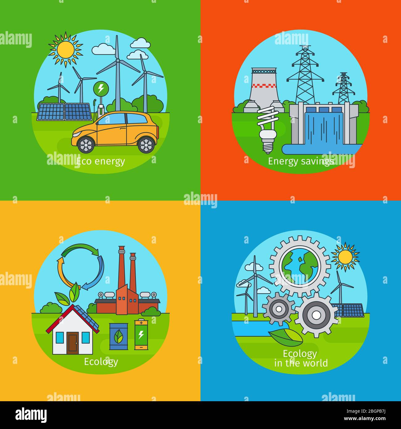 Green energy concept and ecology design concept. Vector green energy ...