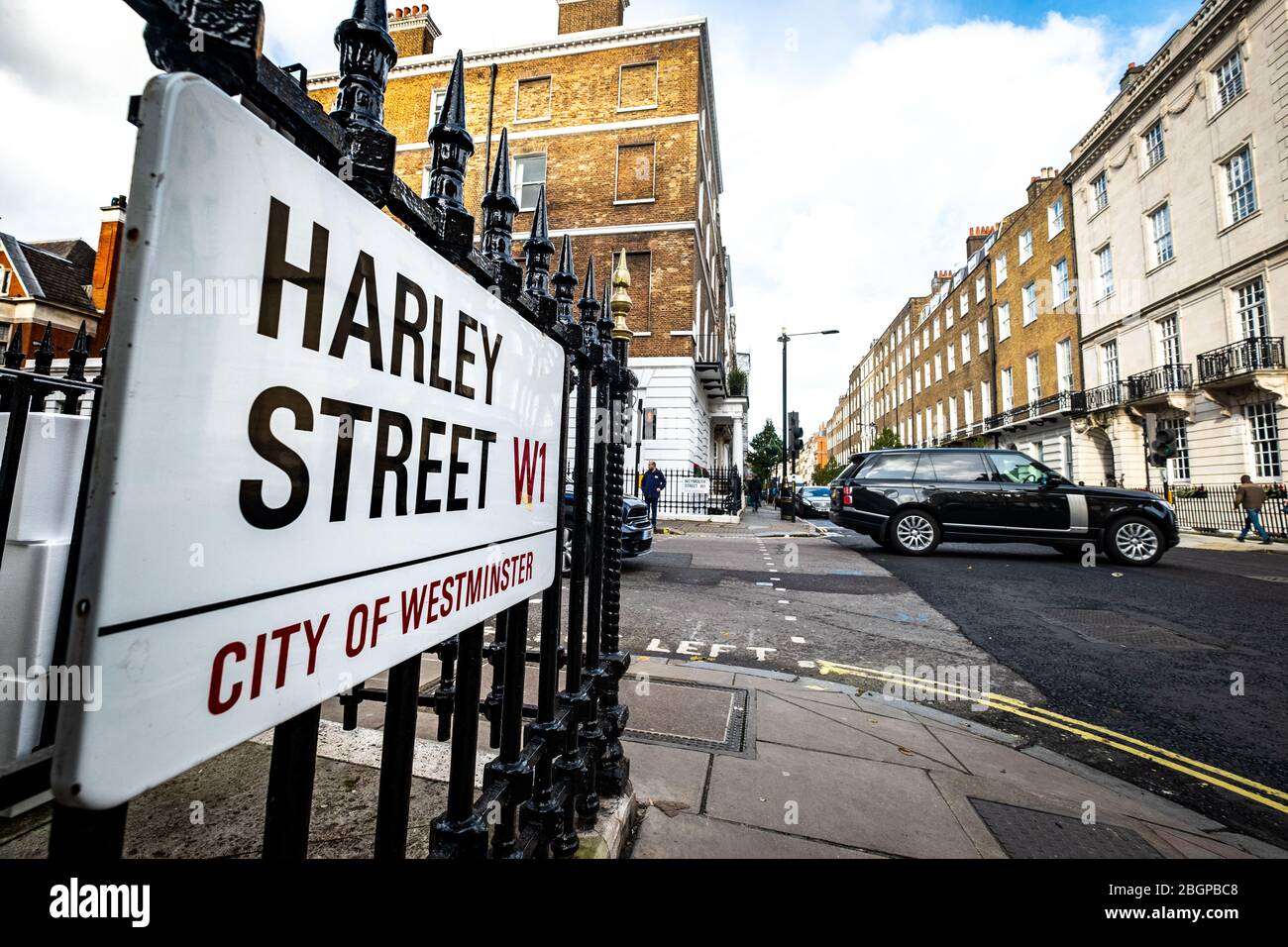 Harley Street, City Of Westminster street sign- a landmark London ...