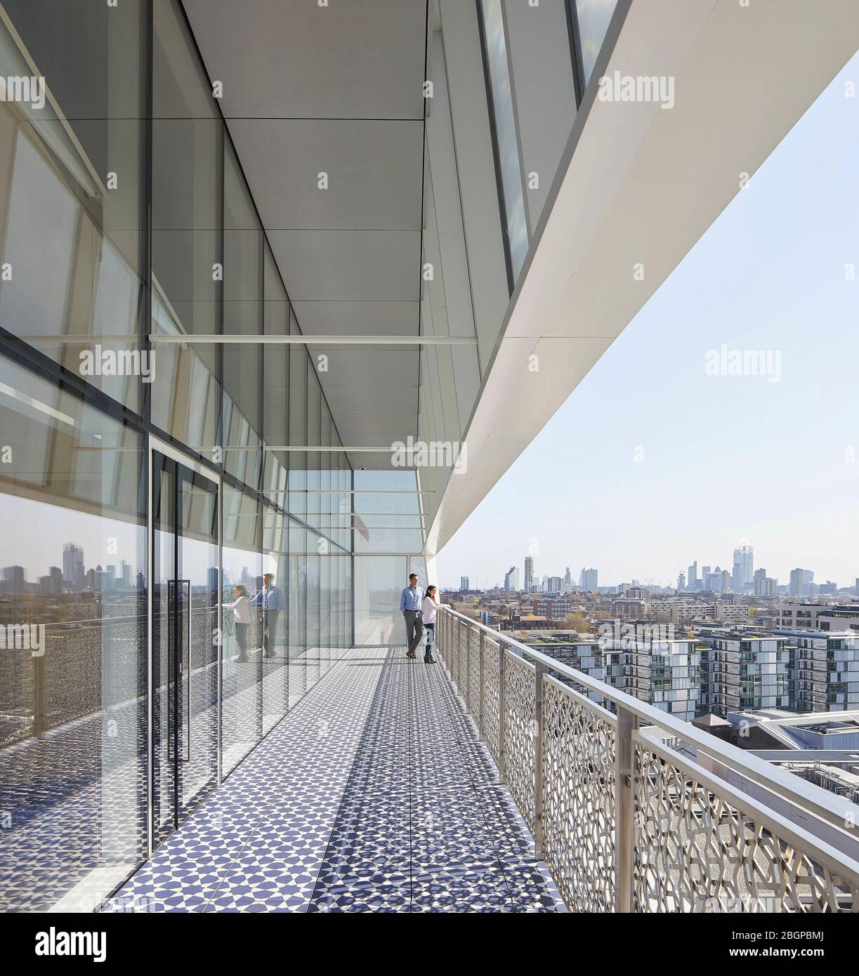 View of balcony with cityscape in distance. Aga Khan Centre Kings Cross ...