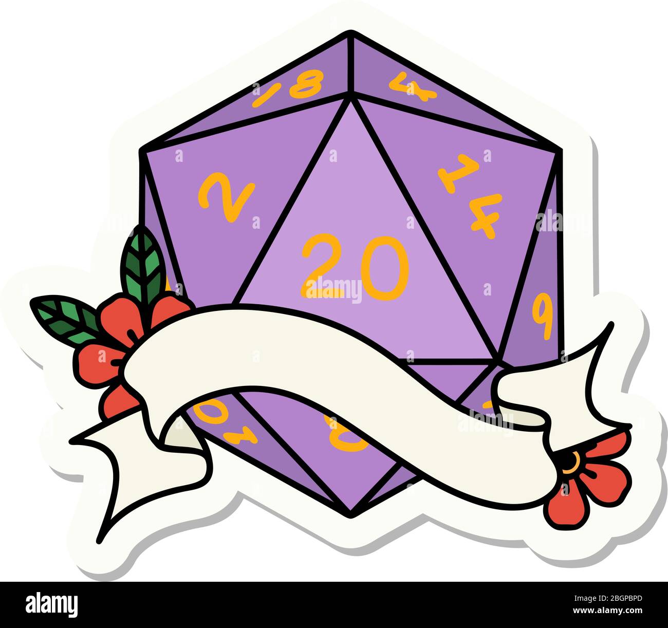 sticker of a natural twenty D20 dice roll Stock Vector Image & Art - Alamy