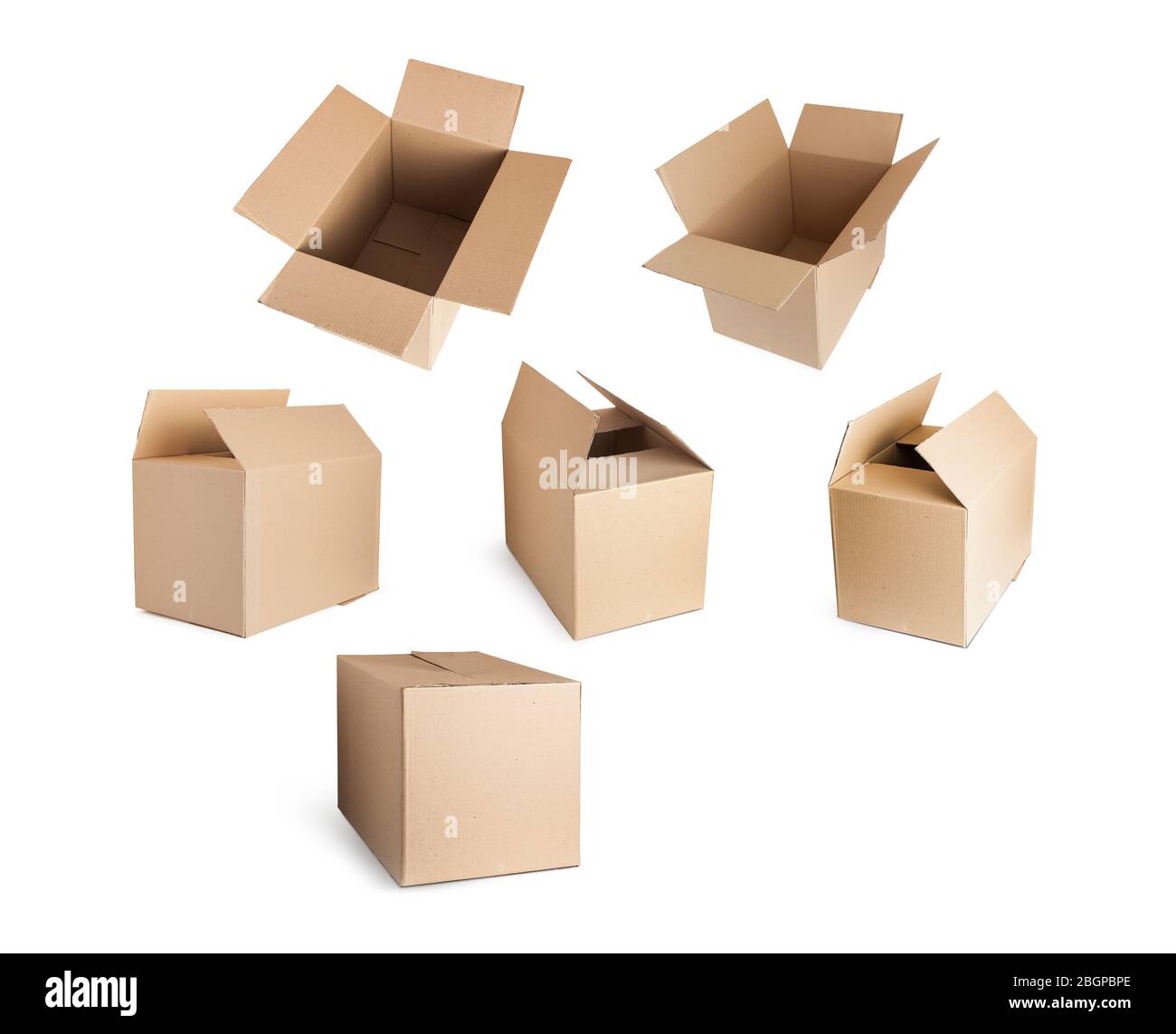 Cardboard boxes close and open. Isolated on white background Stock ...