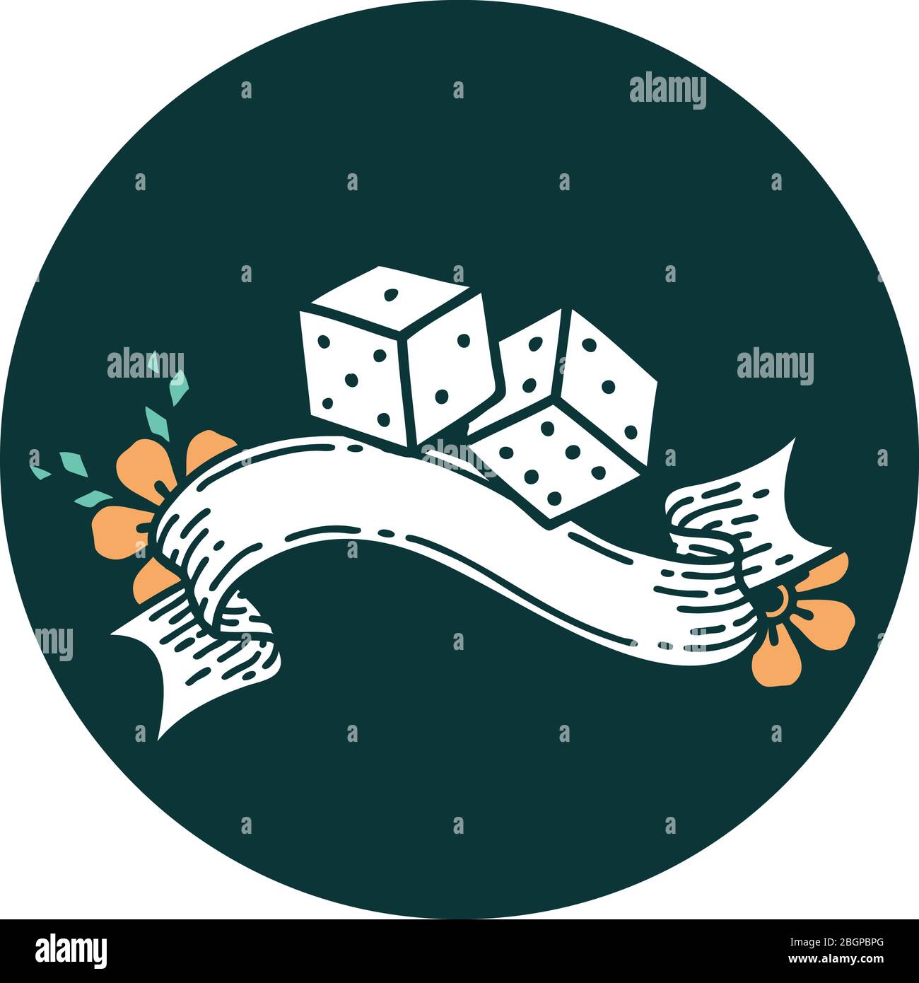 tattoo style icon with banner of lucky dice Stock Vector Image & Art ...