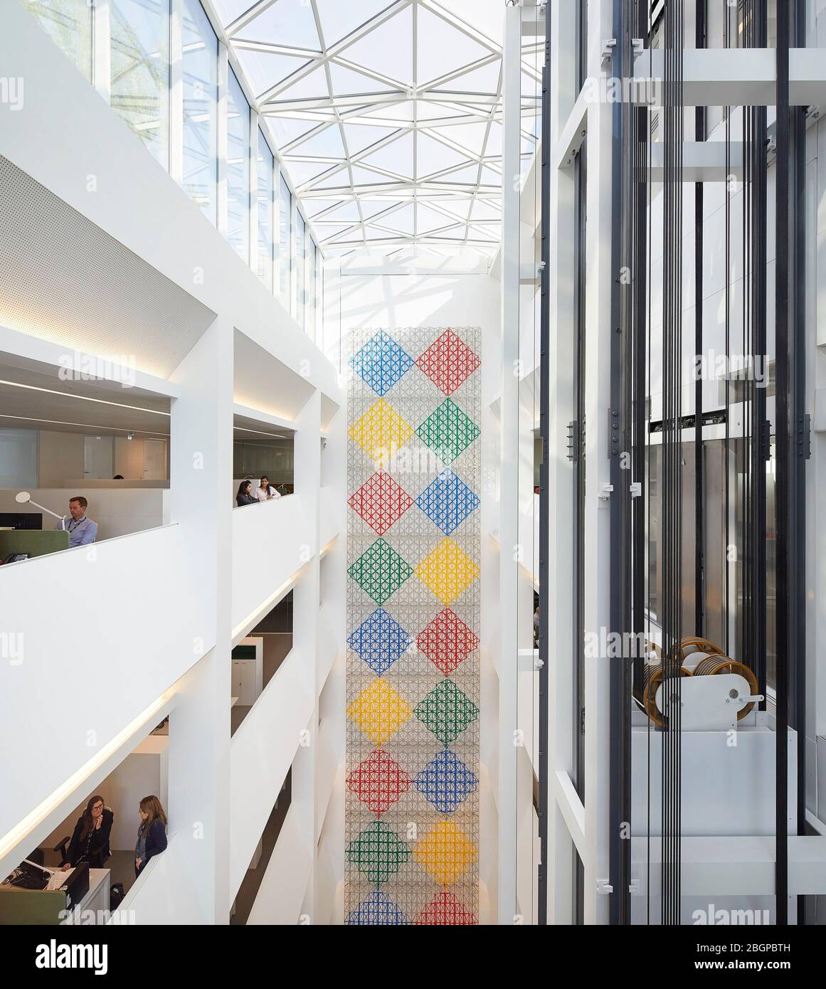 Atrium with artwork by Rasheed Araeen, named Rhapsody in Four Colours ...