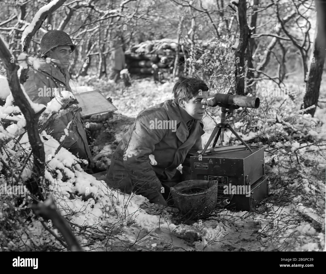 German soldiers at an observation post in the trenches on the Eastern ...