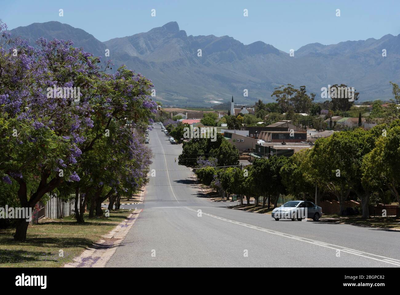 Tulbagh, Western cape, South Africa. 2019. Main highway with a mountain ...