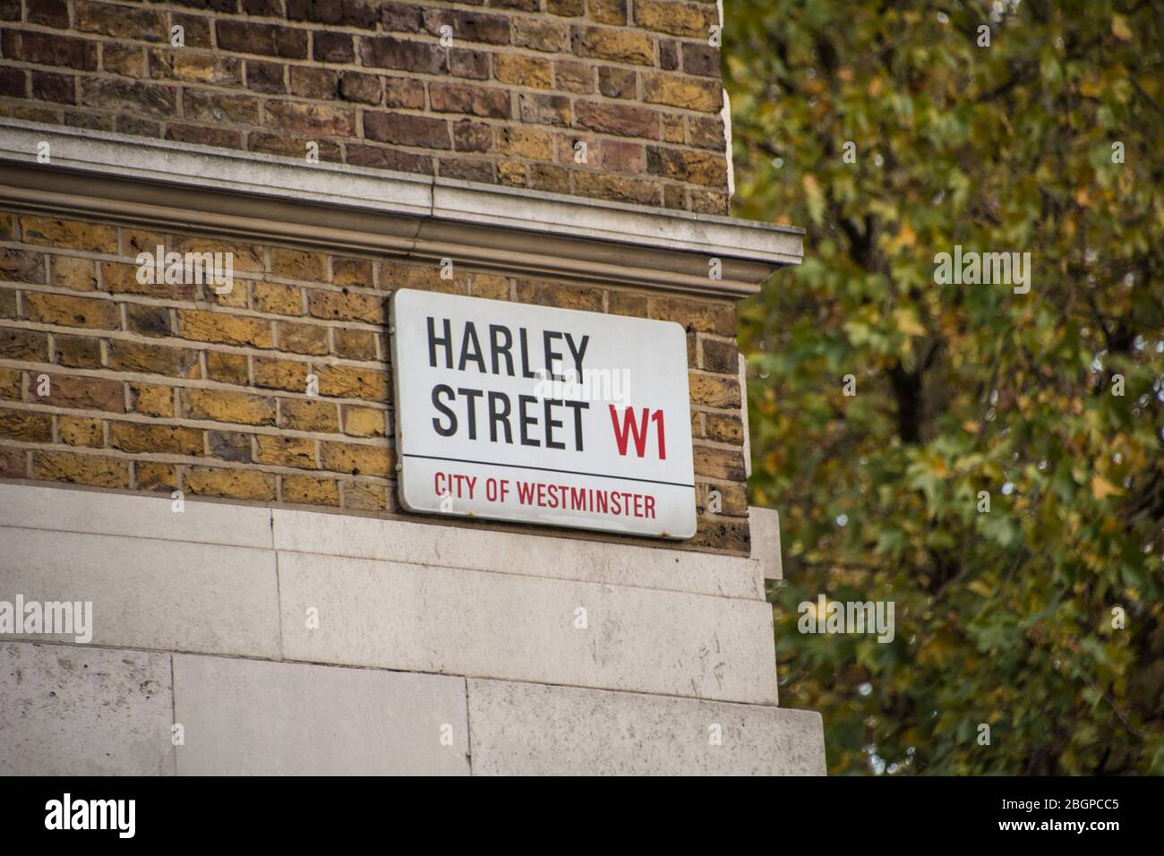 Harley Street, City Of Westminster street sign- a landmark London ...
