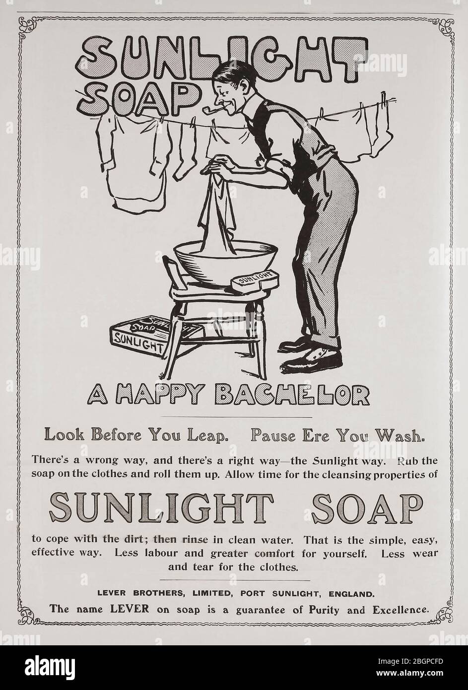 Advertisement for Sunlight Soap in a 1907 edition of The Graphic, a ...