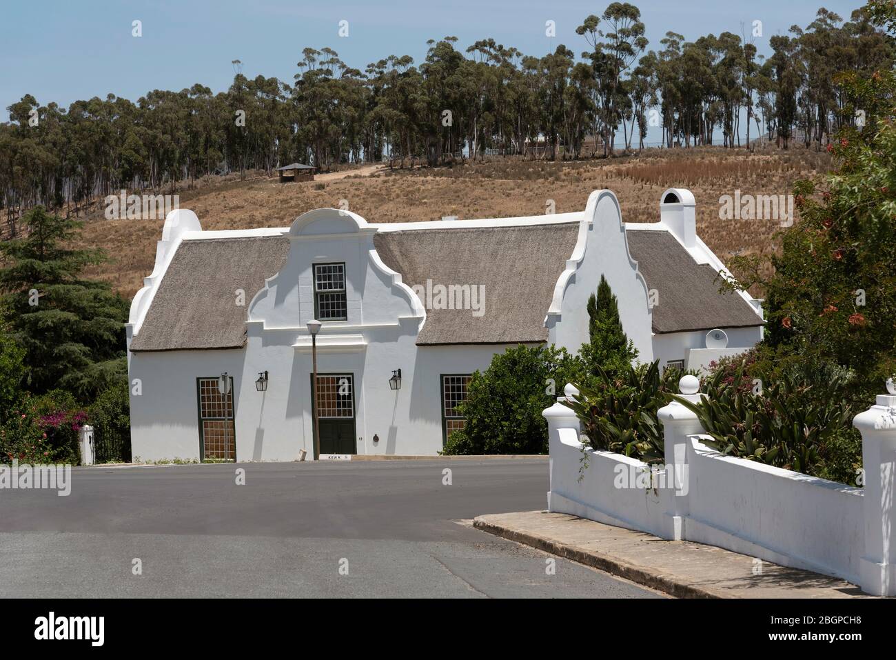 Tulbagh, Western Cape, South Africa. 2019. Thatched Cape Dutch style ...