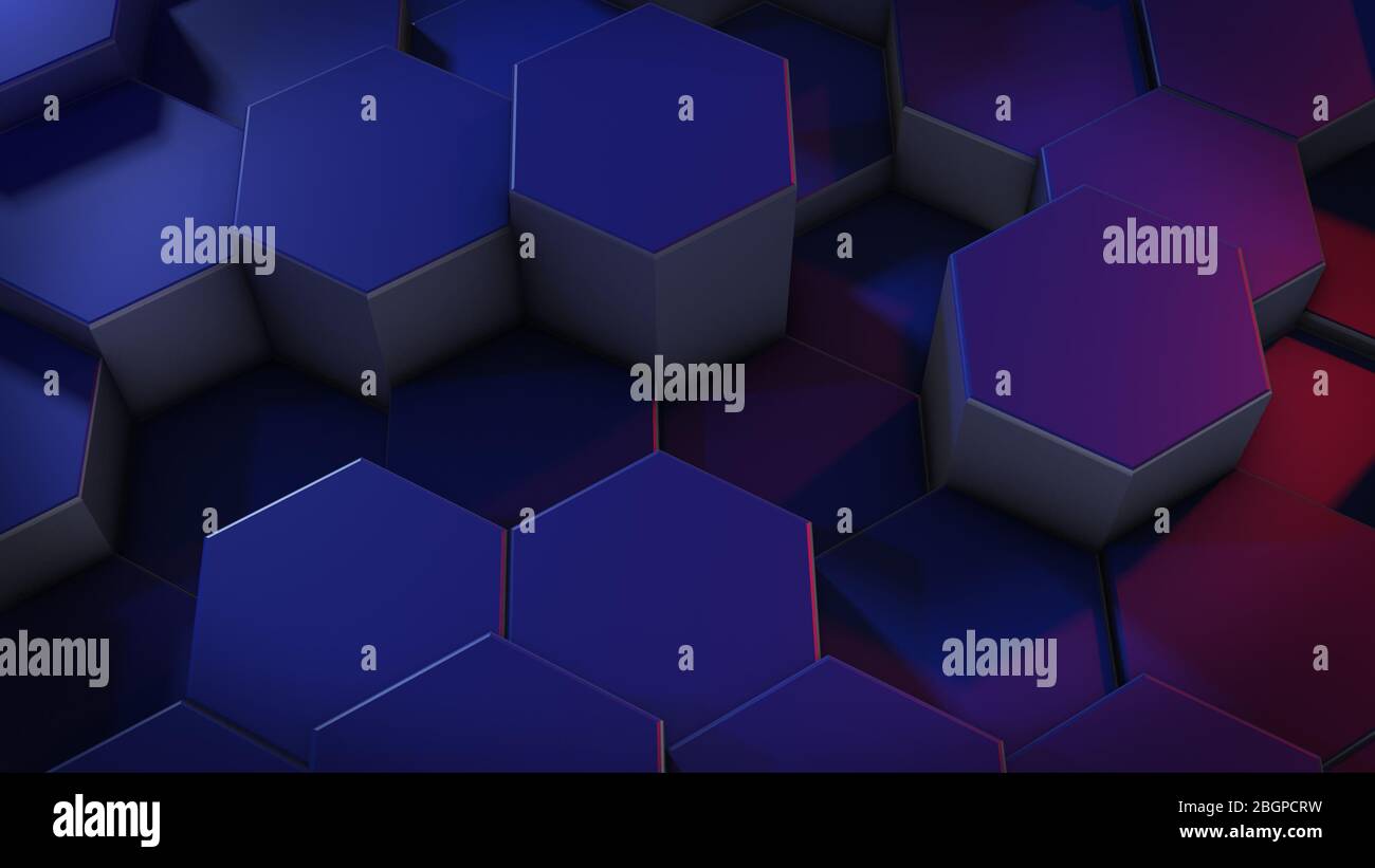 3D rendering of abstract hexagonal geometric surfaces in virtual space ...