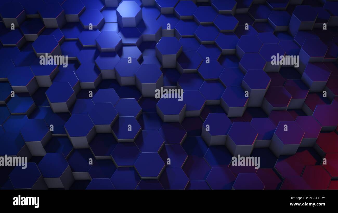 3D rendering of abstract hexagonal geometric surfaces in virtual space ...