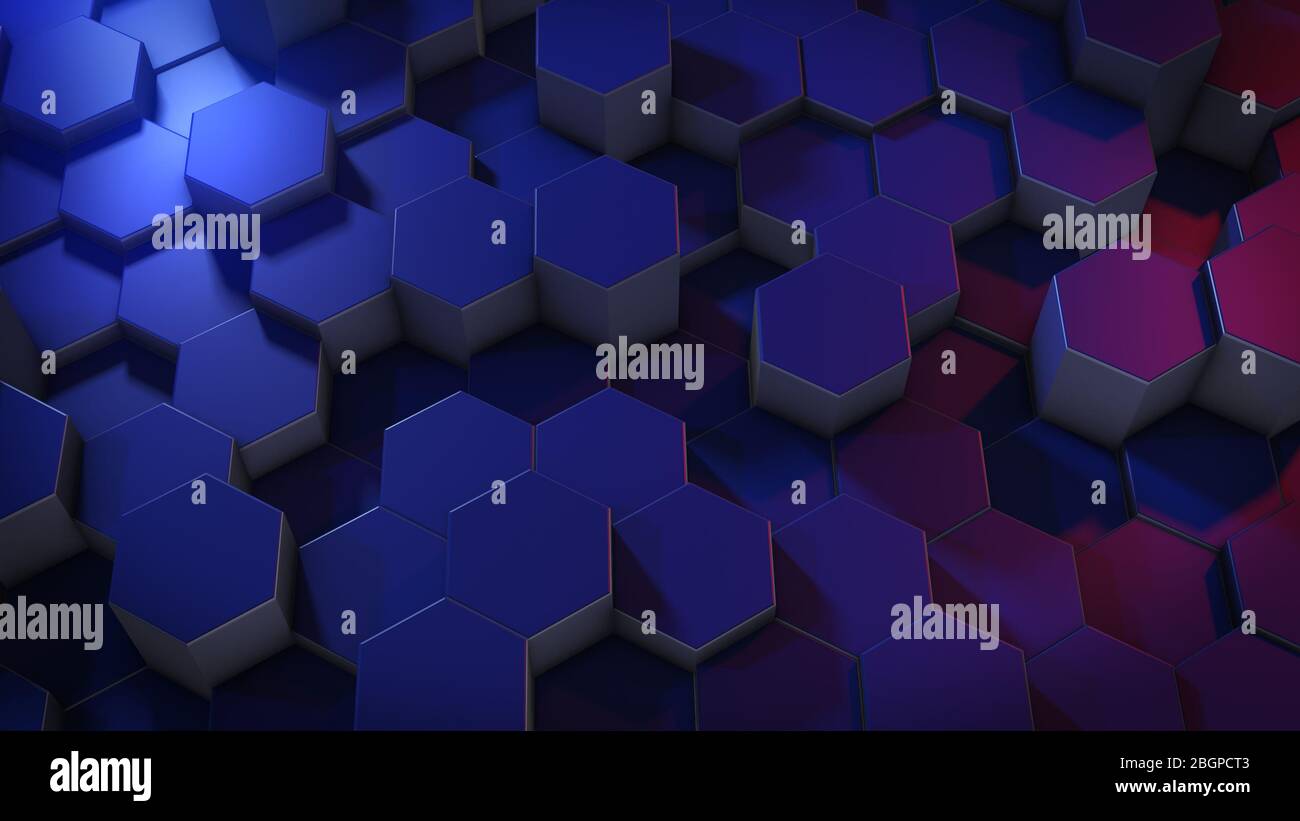 3D rendering of abstract hexagonal geometric surfaces in virtual space ...