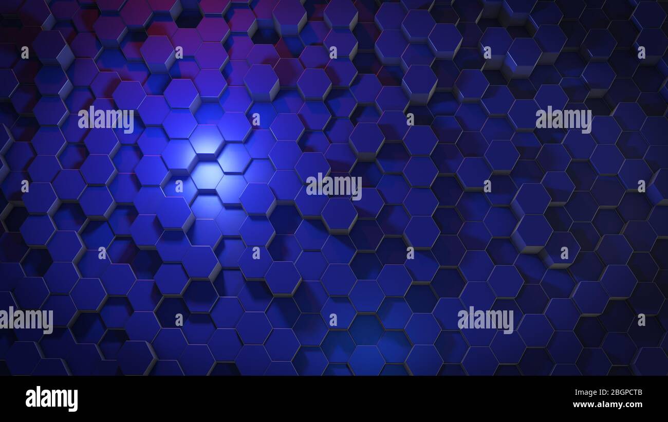 3D rendering of abstract hexagonal geometric surfaces in virtual space ...