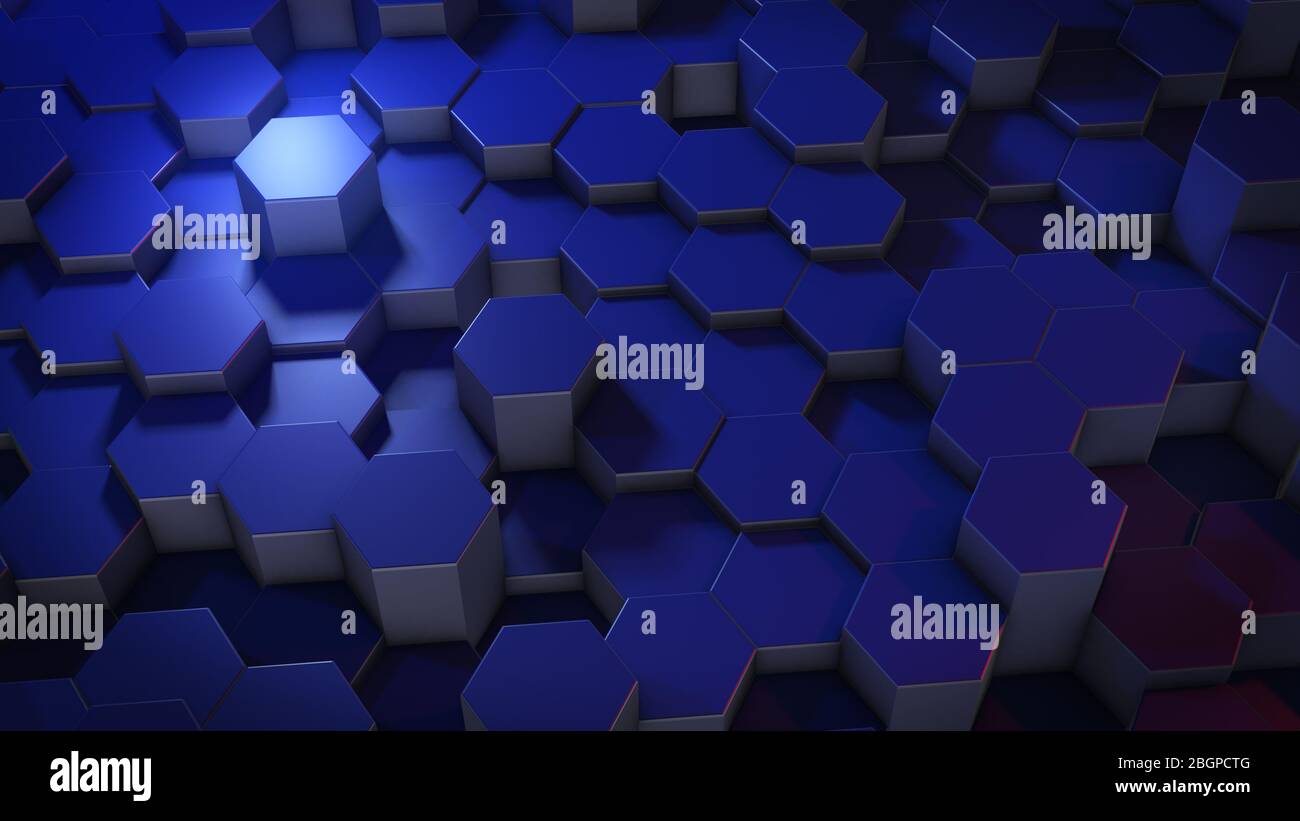 3D rendering of abstract hexagonal geometric surfaces in virtual space ...