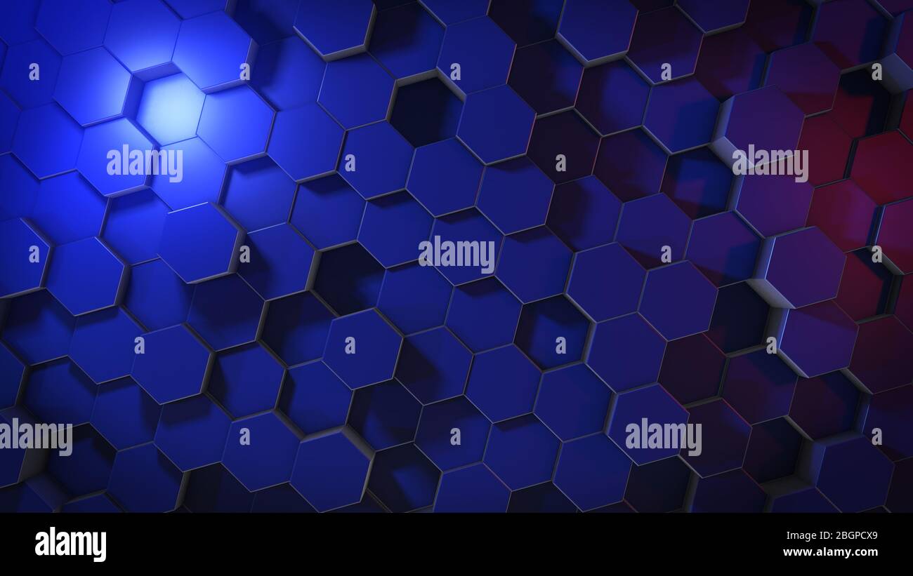 3D rendering of abstract hexagonal geometric surfaces in virtual space ...