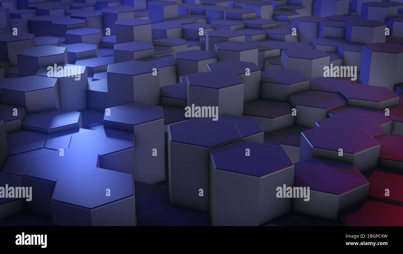 3D rendering of abstract hexagonal geometric surfaces in virtual space ...