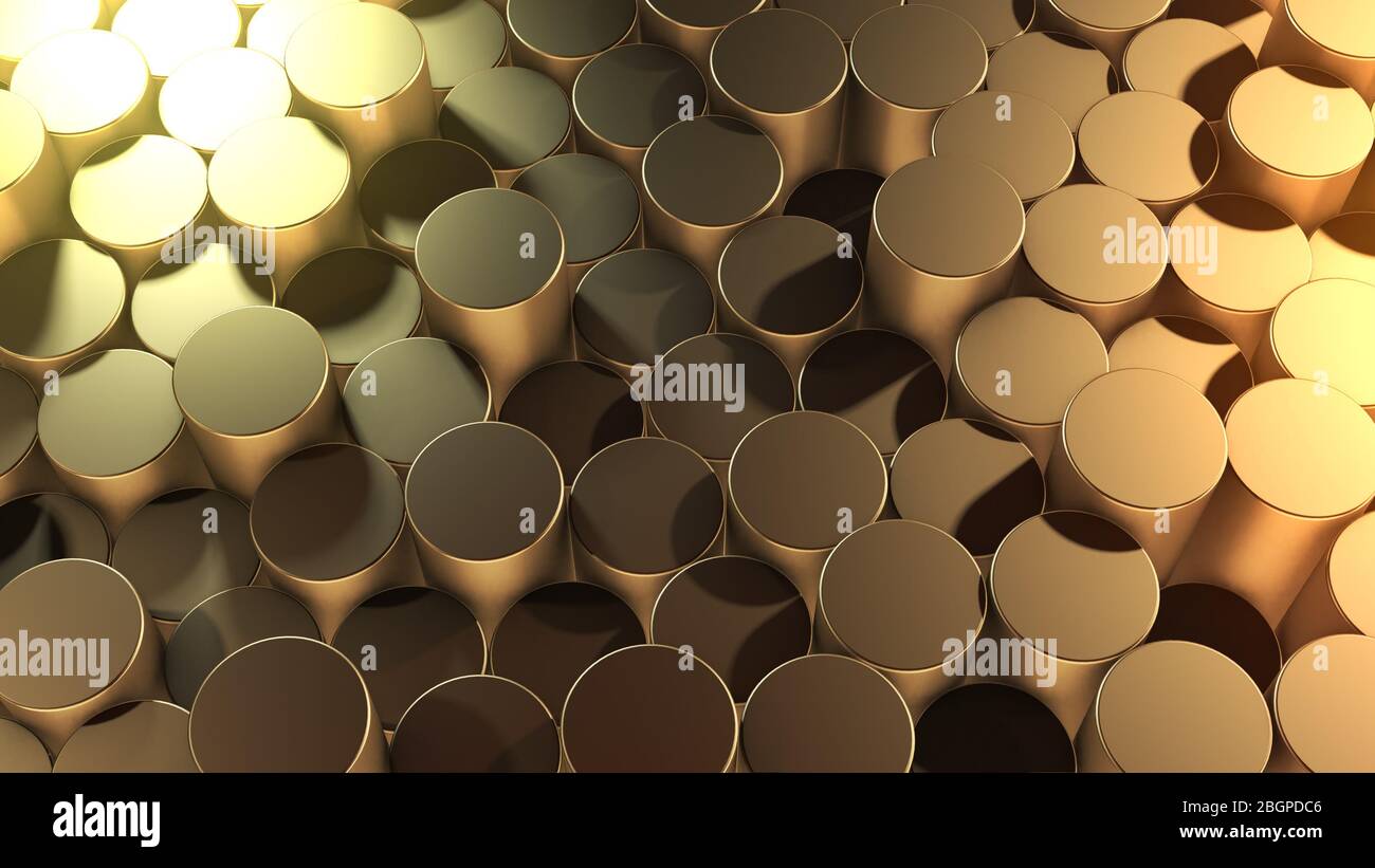 3D rendering of abstract cylindrical geometric golden surfaces in ...